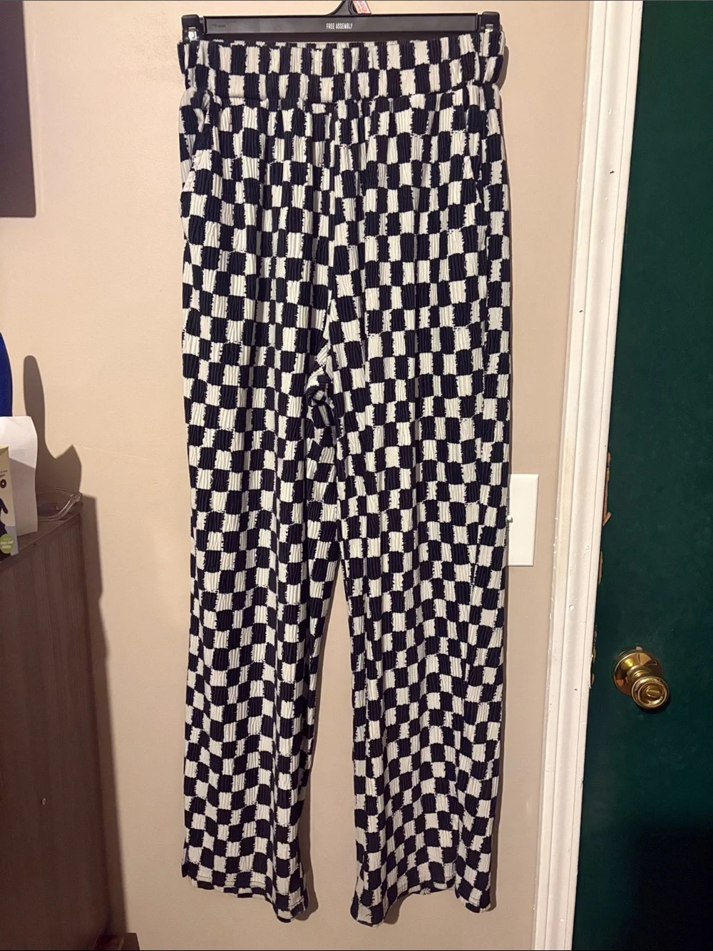 SHEIN | Pants & Jumpsuits | Shein Black And White Checkered Wide Leg ...